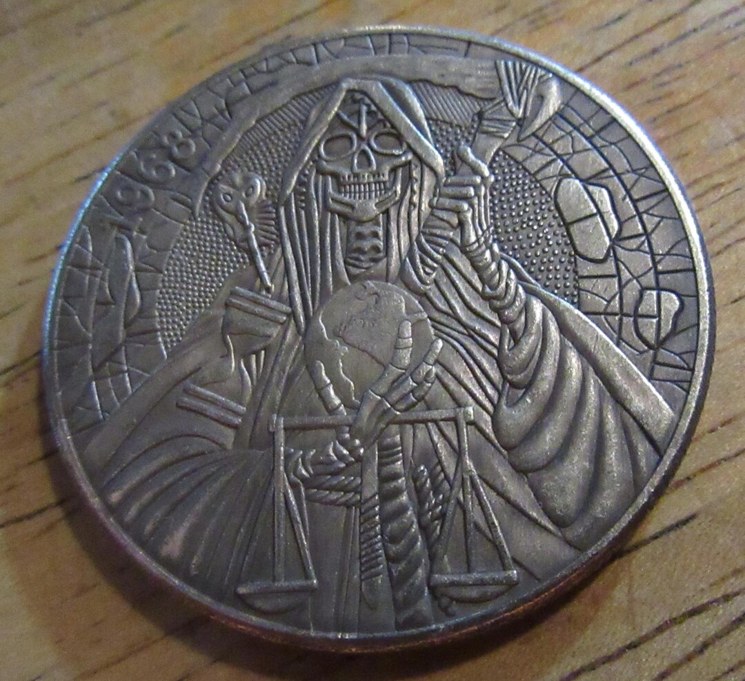 1968 Grim Reaper Death God - U.S. Morgan Dollar Style Coin - Hobo ...