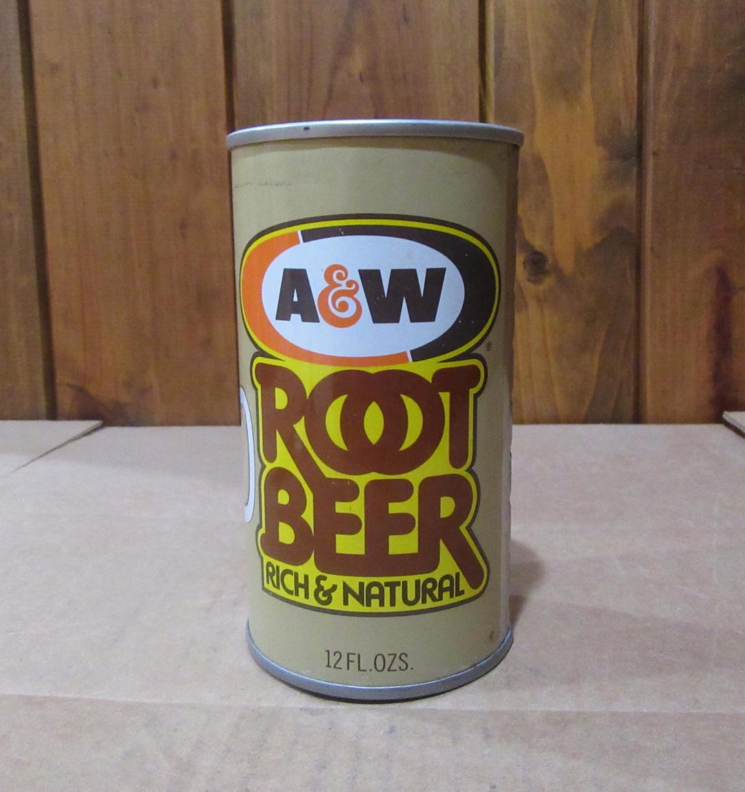 1970's A and W Rich & Natural Root Beer Soda 12 OZ Straight Steel Pull ...