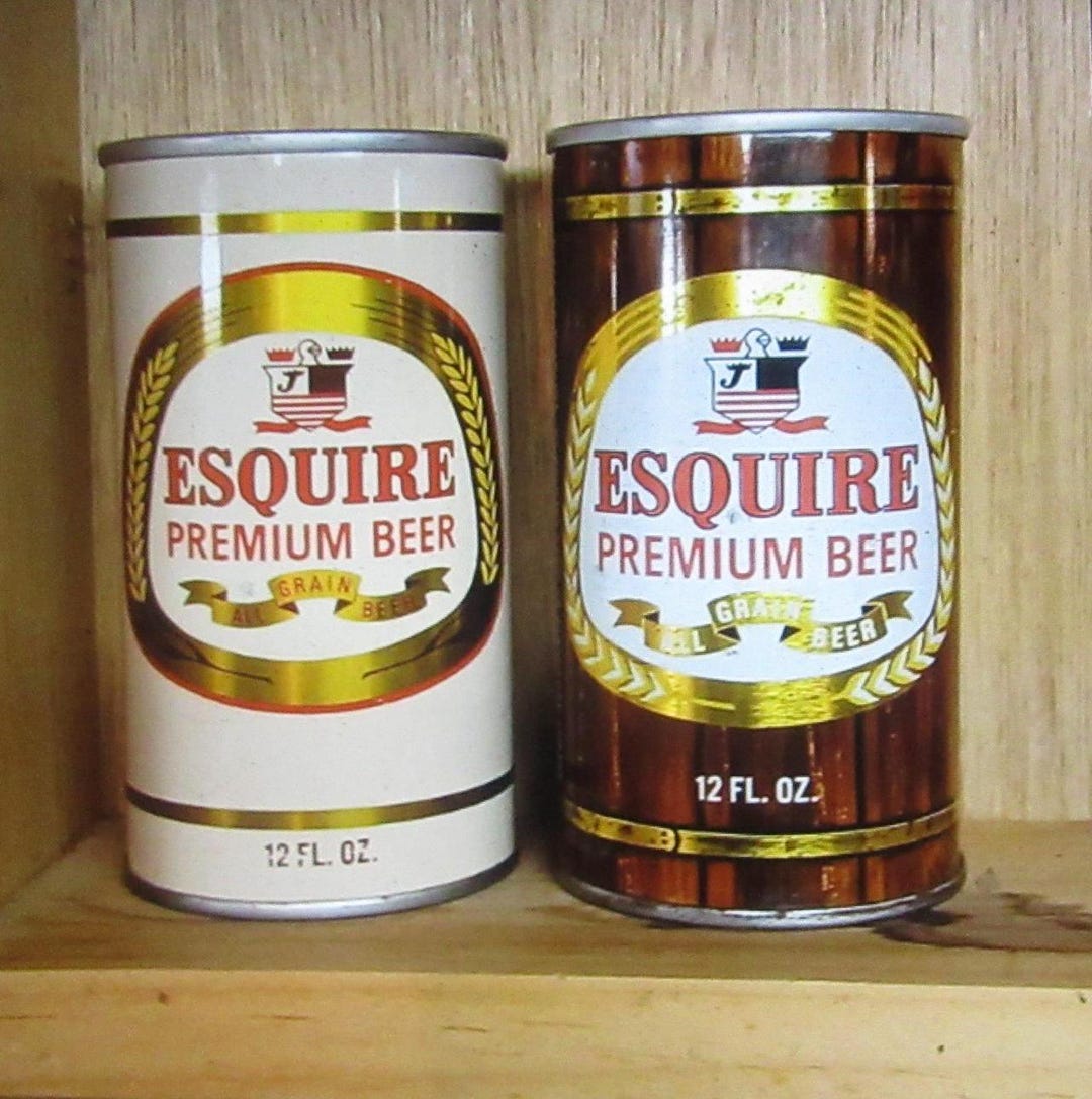 Clean 1960's 2 Different Esquire Premium Beer 12ozs Straight Steel Pull ...