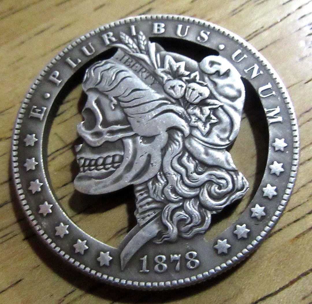 Hobo Nickel Skull Coin: 1878 Morgan Dollar Style, Hollow Cut - Etsy