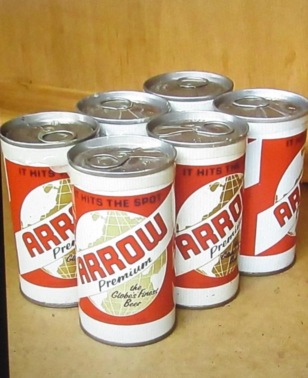 6 Pack Late 1960's Arrow Premium Beer 12ozs Straight Steel Pull Tab ...