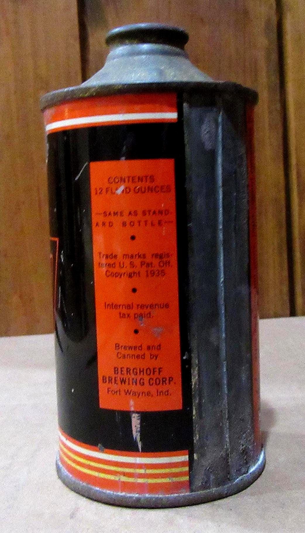1940s Berghoff Beer Can: Steel Cone Top, Fort Wayne, Indiana - Etsy