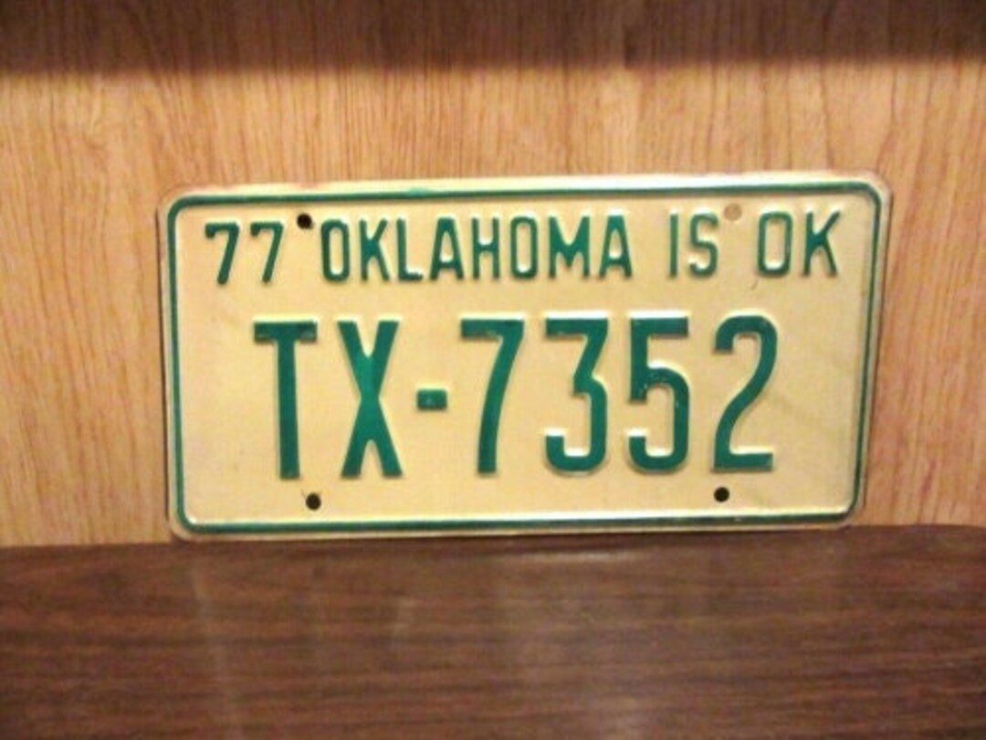 1977 Oklahoma License Plate Tag# TX-7352 - Etsy