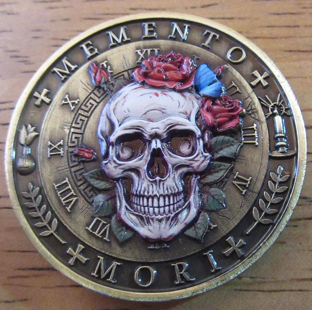 Memento Mori Challenge Coin - Stoic Reminder Coin - 3D Skull Challenge ...