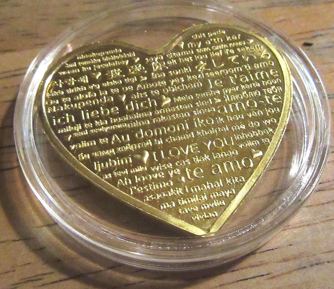 Blue Roses Gold Plated Heart Coin: Collectible Souvenir - Etsy