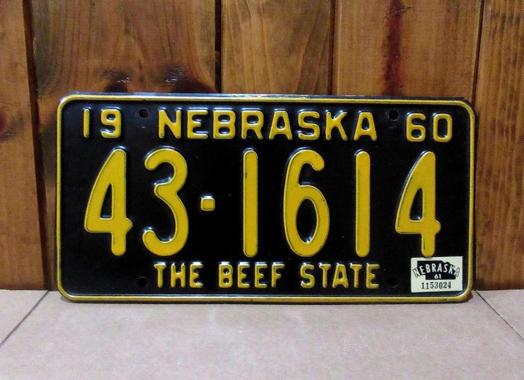 1960 Nebraska ( the Beef State ) License Plate Tag # 43-1614 - Etsy