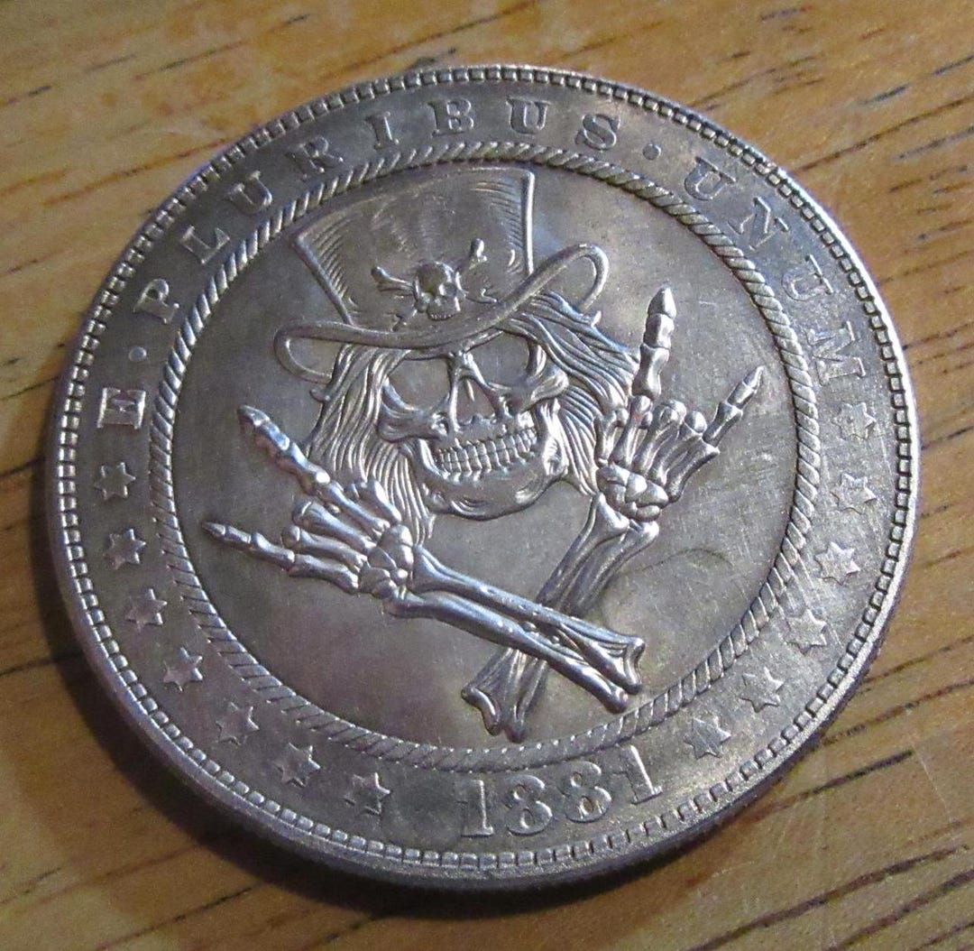 1881 Skeleton Witch Skull - U.S. Morgan Dollar Style Coin - Hobo Nickel ...