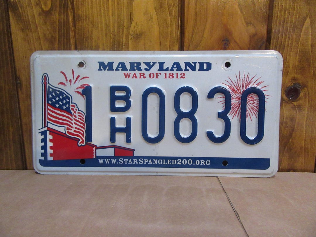 Classic Maryland War of 1812 State License Plate { 1BH0830 } Star ...