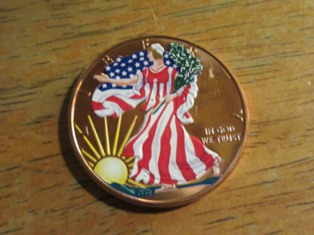 U.S.A. Copper 999 Fine One A.V.D.P. Ounce Color Liberty Walking Coin - Etsy