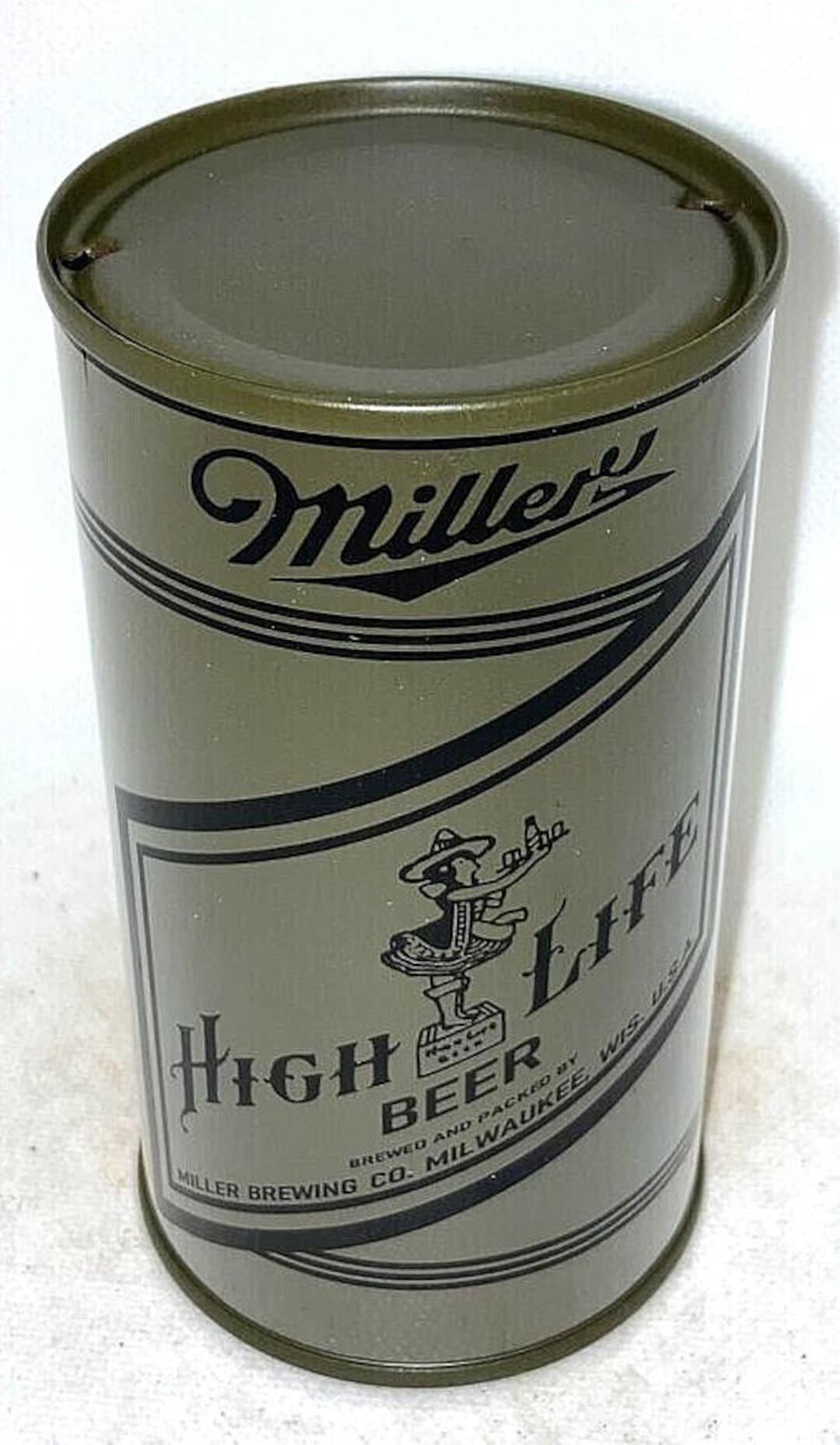 1944 World War II WW2 Miller High Life Olive Drab 12oz Beer Can REPLICA ...