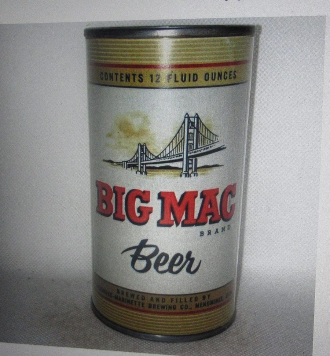 1957 Big Mac Beer 12 FL OZ Straight Steel Flat Top Beer Can Bottom ...