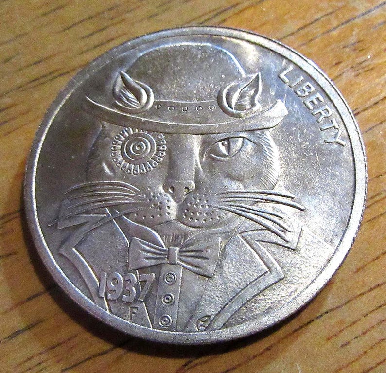 1937 Cool Liberty Cat - U.S. Morgan Dollar Style Coin - Hobo Nickel ...