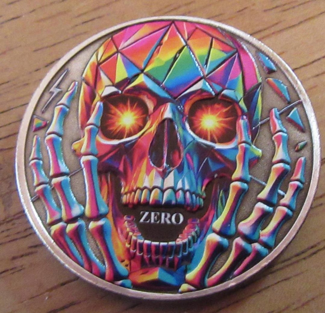 Colorful Skull and Skeleton Middle Finger - Hobo Nickel Coin - Abstract ...