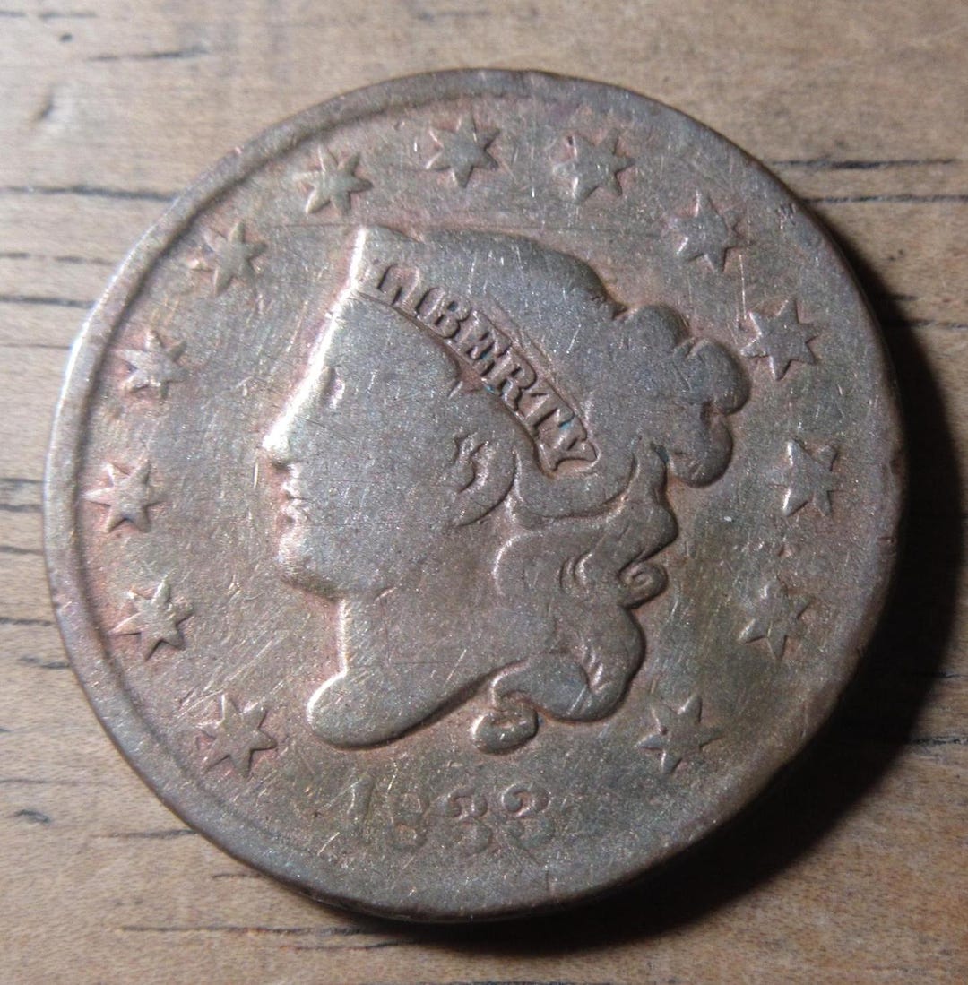 US 1833 Coronet Head Large Cent Penny - Fair Circulated Condition - 192 ...