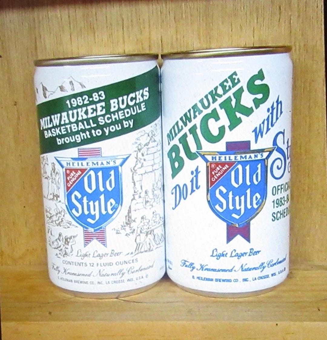 Heileman's OLD STYLE Beer Can Bank Set Milwaukee Bucks Official 1982-84 ...