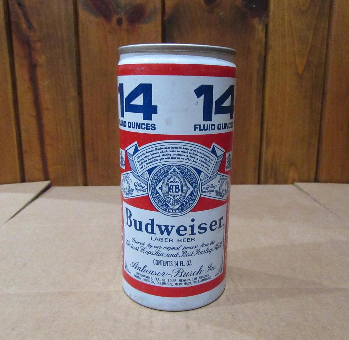 Vintage 1970's Budweiser Lager Beer 14 FL OZ Straight Steel Pull Tab ...