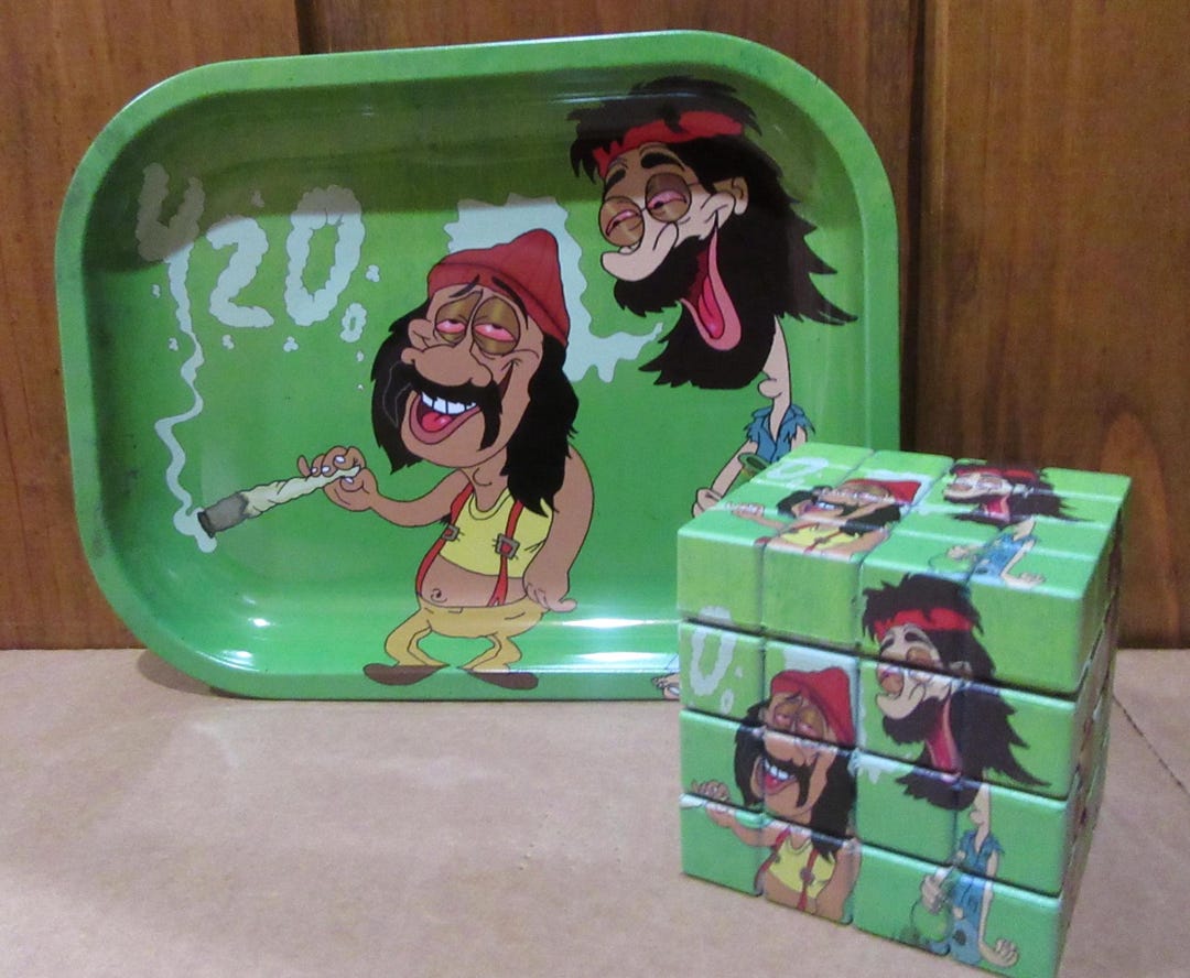 1990's Cartoons Cheech and Chong 5.5 X 7 Inches Rolling Tray and 4 ...