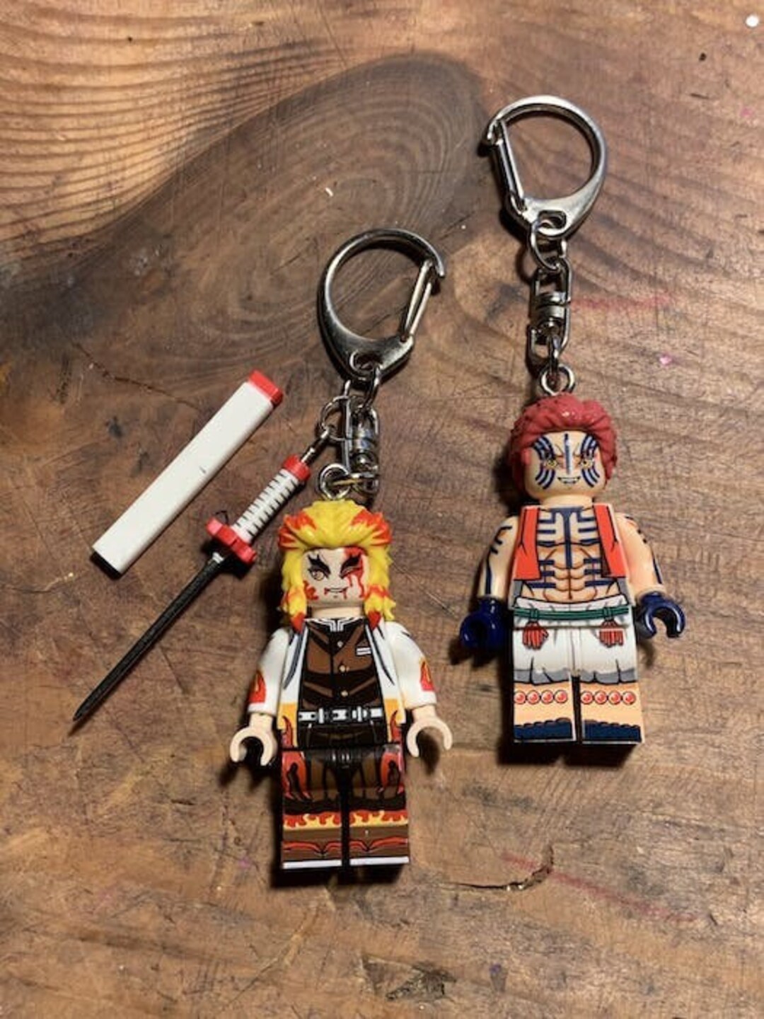 Demon Slayer Anime Keychain Set Rengoku Akaza Handmade - Etsy