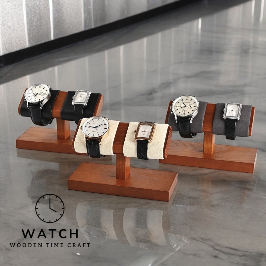 Handcrafted Wooden Watch Display Stand Elegant Bracelet and Timepiece ...