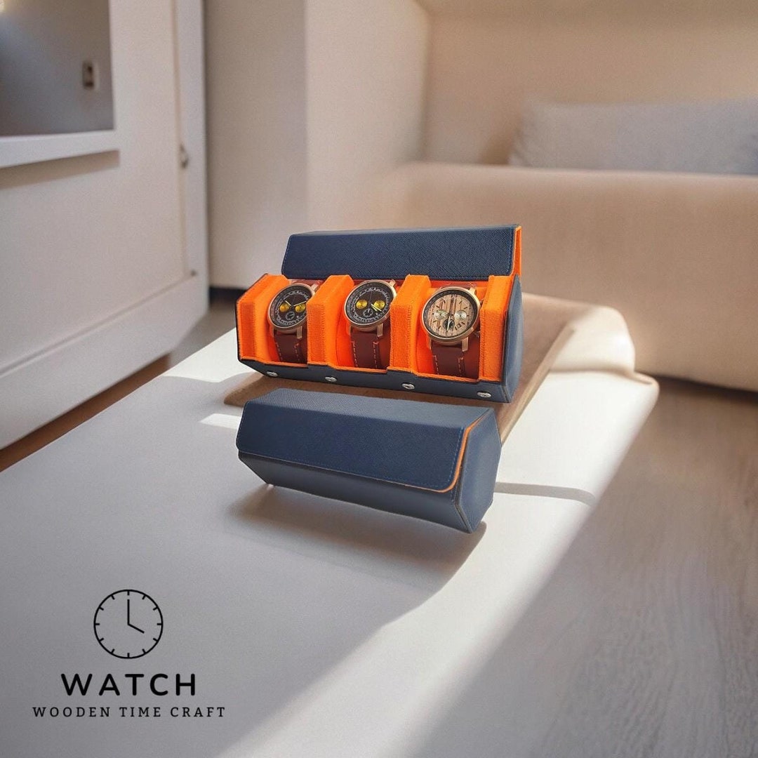 Luxury 3-slot Leather Watch Roll Portable Hexagonal Watch Travel Case ...