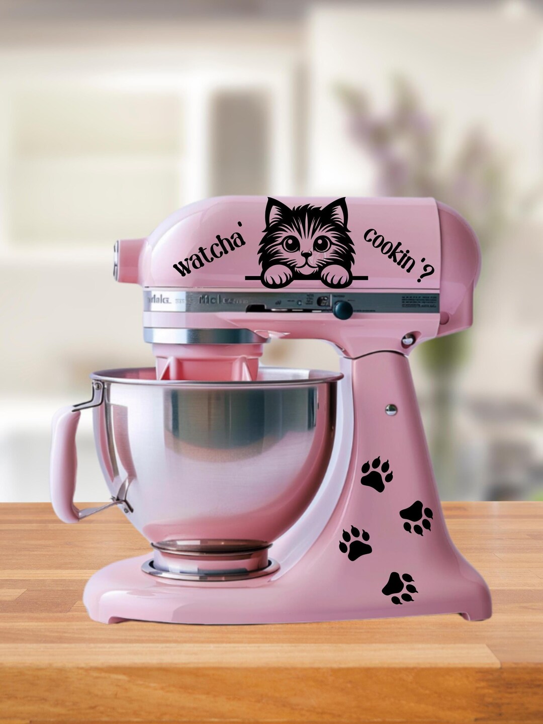 Cat Stand Mixer Decals/cat Permanent Vinyl Mixer Decals/kitchenaid ...