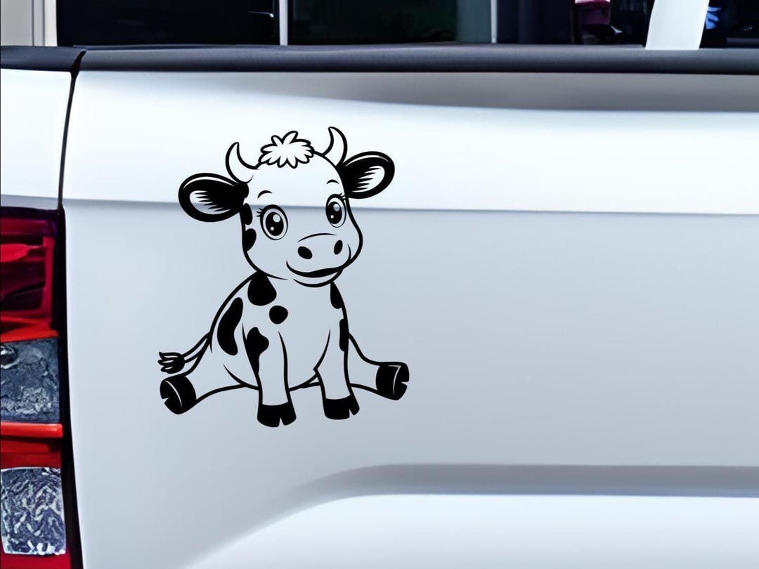 Cow Car Decal/cow Bumper Sticker/cow Fuel Cover Decal/cow Lover Gift ...