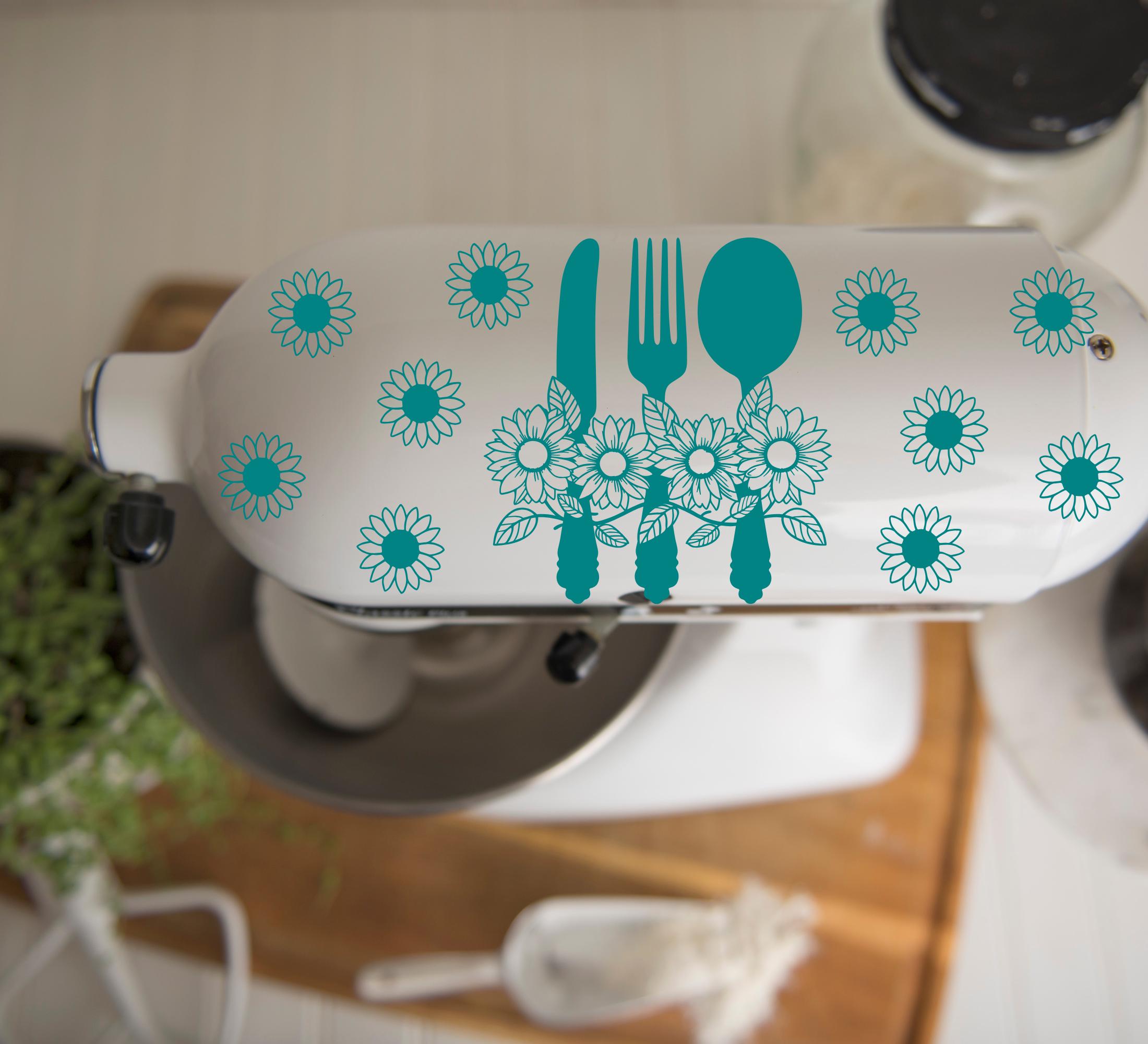 Floral Vinyl Stand Mixer Decal Set: Kitchenaid Mixer Stickers for Mixer ...