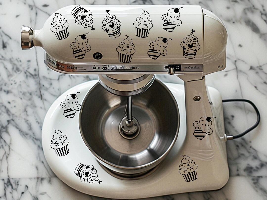 Kawaii Cupcake Vinyl Decal Set/permanent Vinyl Stand Mixer Decal/baking ...