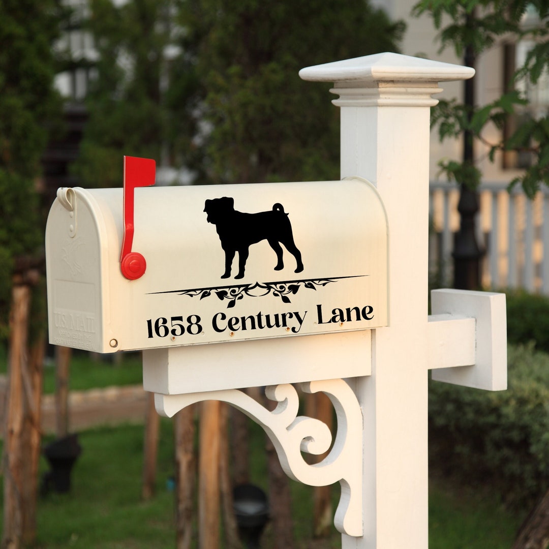Pug Mailbox Decal/custom Dog Breed Personalized Mailbox Decal/custom ...