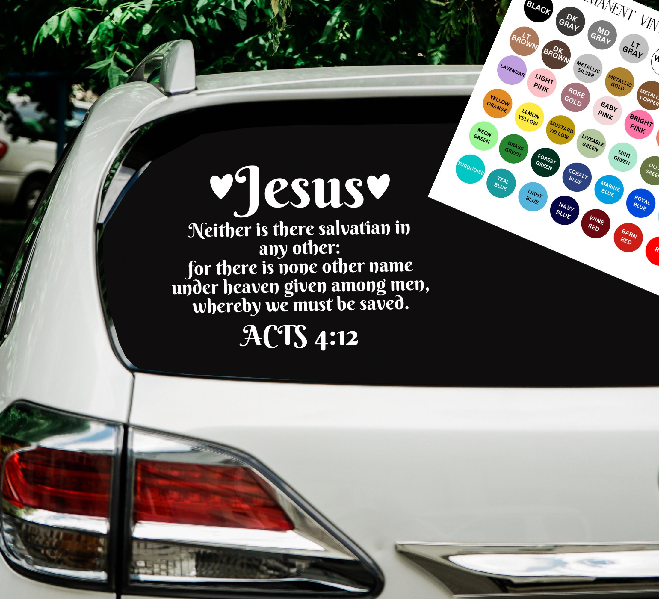 Acts 4:12 Car Decal/christian Car Sticker/religious Decal/salvatian ...