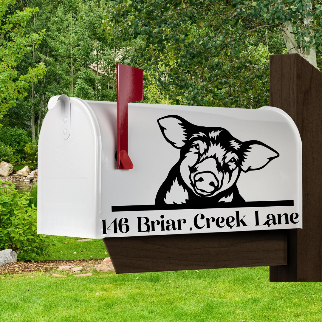 Custom Farm Animal Pig Homestead Rustic Mailbox Decalpersonalized ...