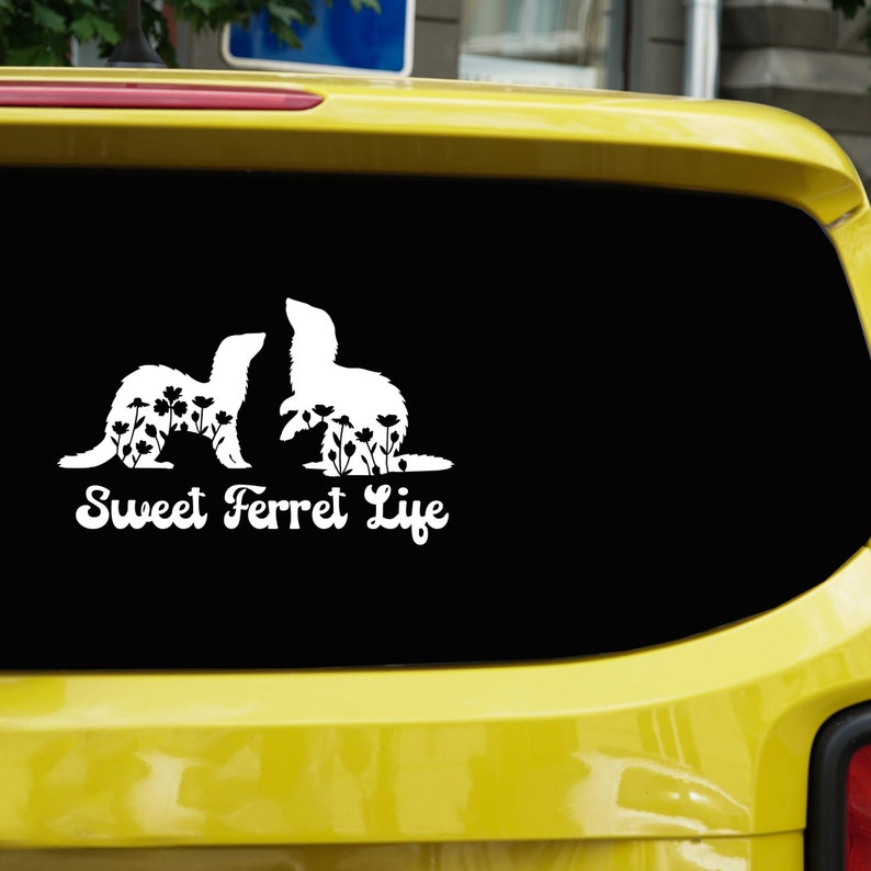 Floral Sweet Ferret Life Car Decal/ferret Car Sticker/ferret Mom Car ...