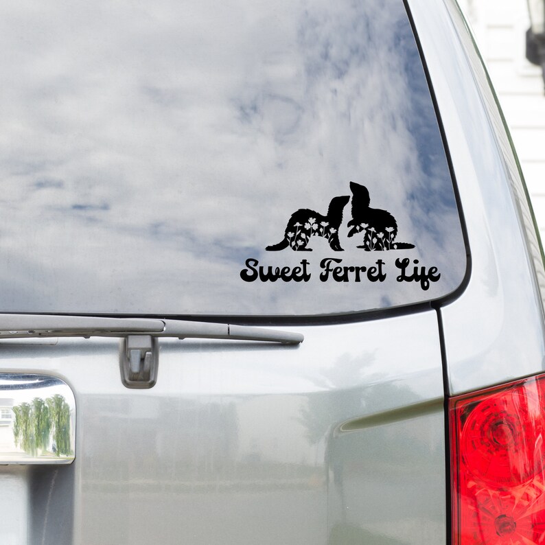 Floral Sweet Ferret Life Car Decal/ferret Car Sticker/ferret Mom Car ...