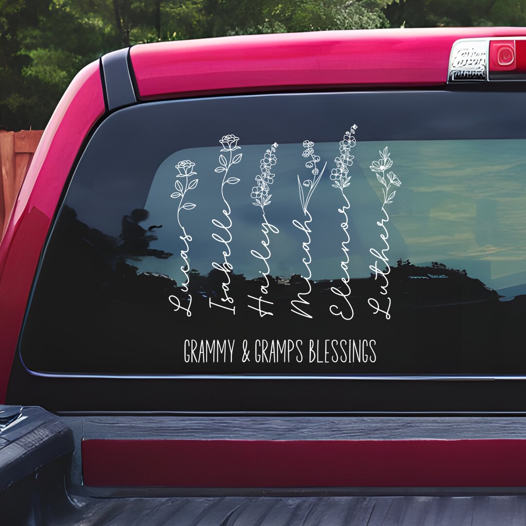 Birth Month Flower Car Decal/children Birth Month Car Decal ...