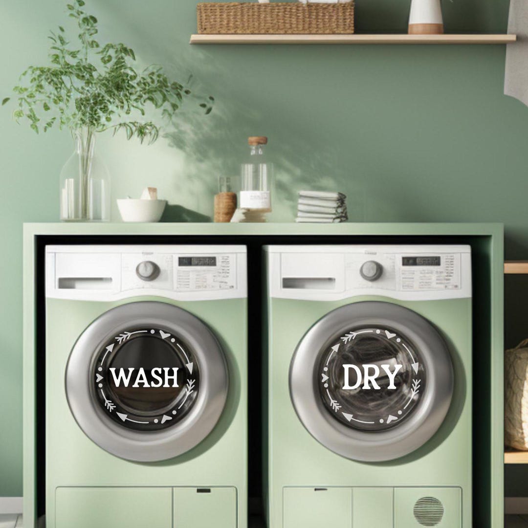 Laundry Room Vinyl Decal/set of Two Wash Dry Vinyl Decal/washer and ...