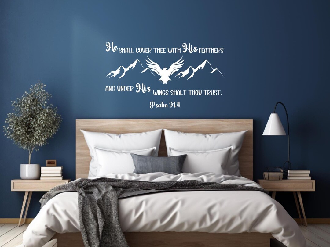 Psalm 91:4 Vinyl Wall Decal/removable Vinyl Wall Decal/bible Verse Wall ...