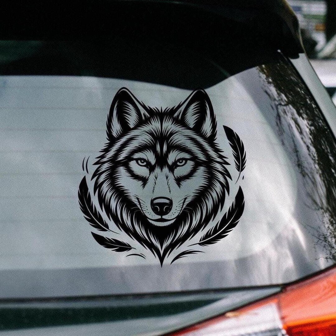 Wolf Car Decal With Feathers: Auto Window Bumper Sticker-gift for Wolf ...