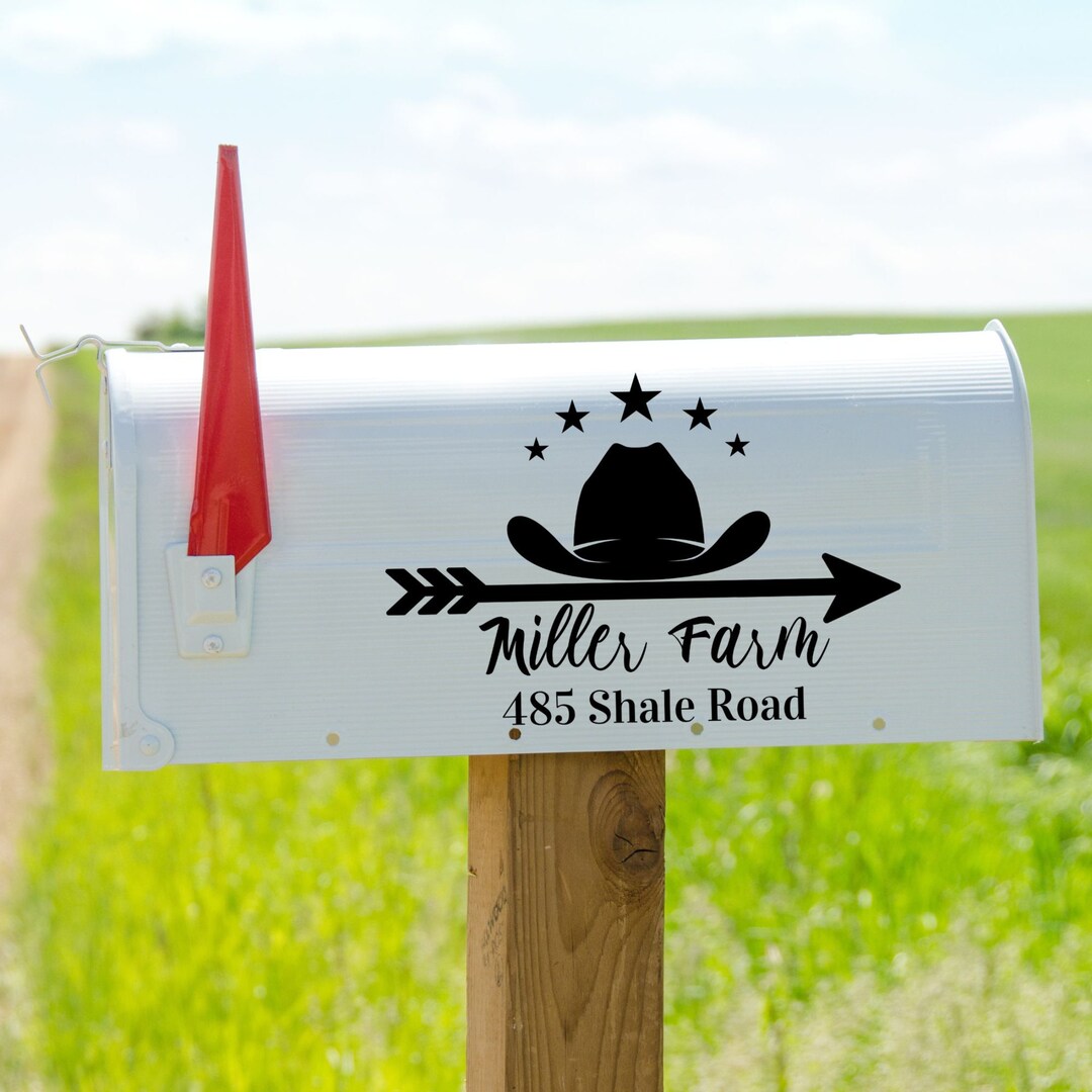 Custom Cowboy Cowgirl Hat Mailbox Decal/farm Mailbox Decal/rustic ...