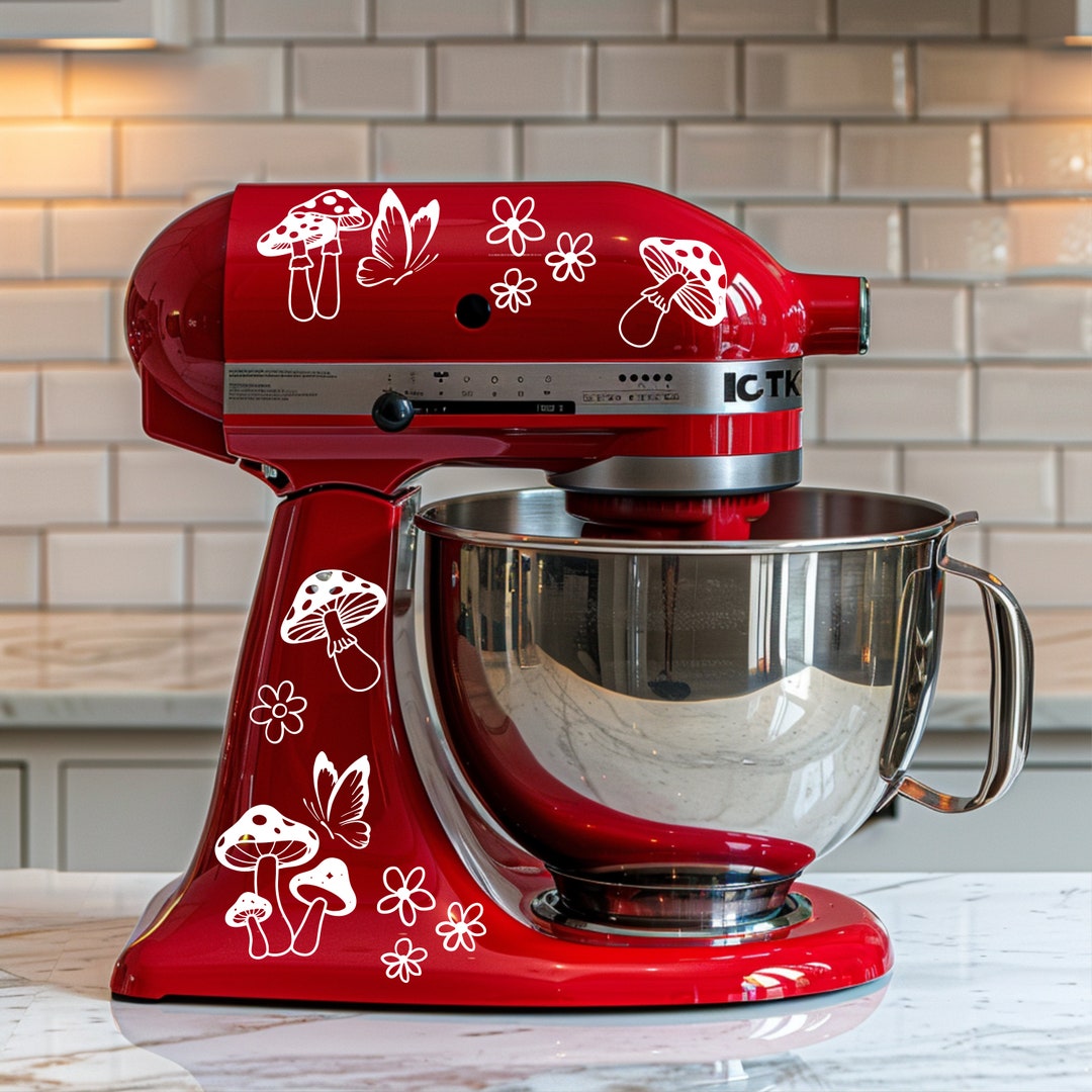Mushroom Vinyl Decal Set/floral Permanent Vinyl Stand Mixer Decal ...