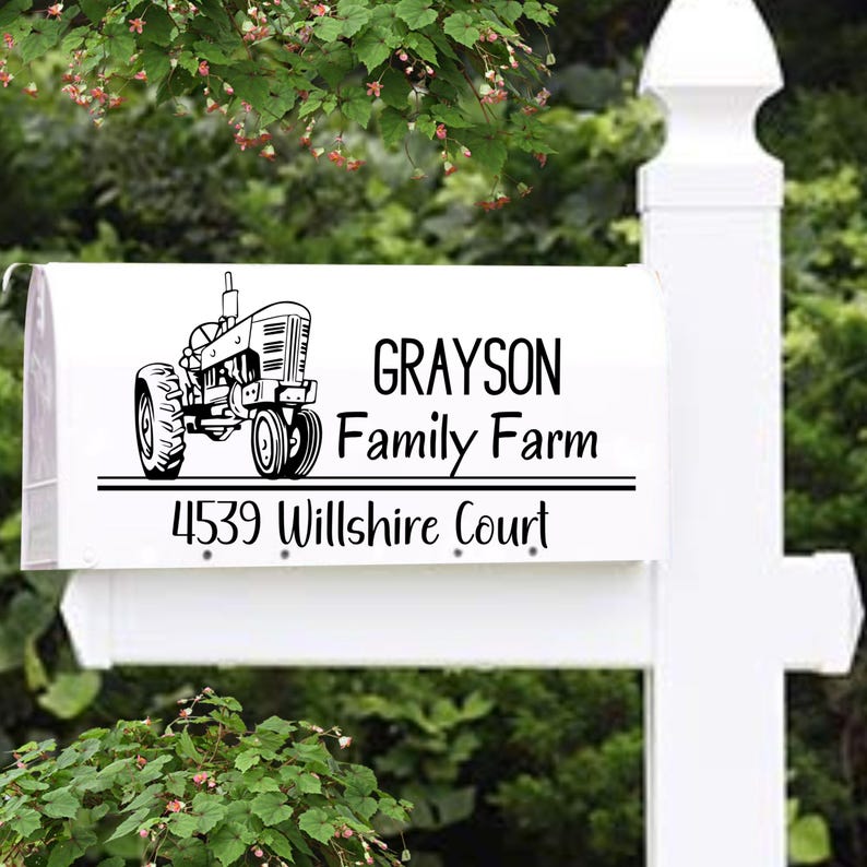 Custom Tractor Farm Mailbox Decal: Farmhouse Style Vinyl Decal Sticker ...