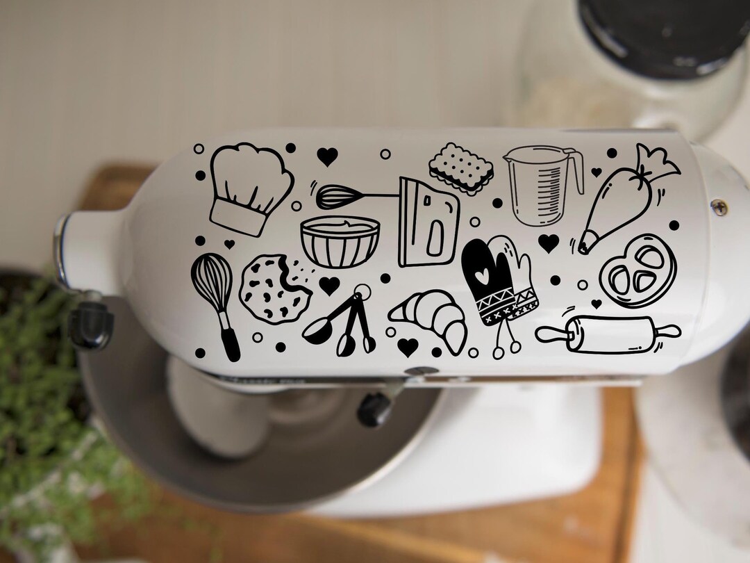 Baking Goods Vinyl Decal Set/permanent Vinyl Stand Mixer Decal/kitchen Supplies Mixer Decal Set ...