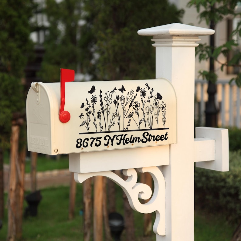 Custom Butterfly Floral Flower Decorative Mailbox Decal: Floral Address ...