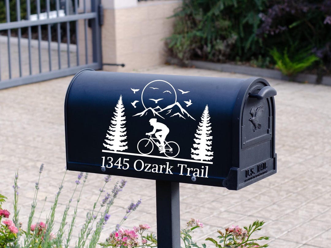 Mountain Bike Mailbox Decal/mountains Mailbox Sticker/pine Trees Decal ...