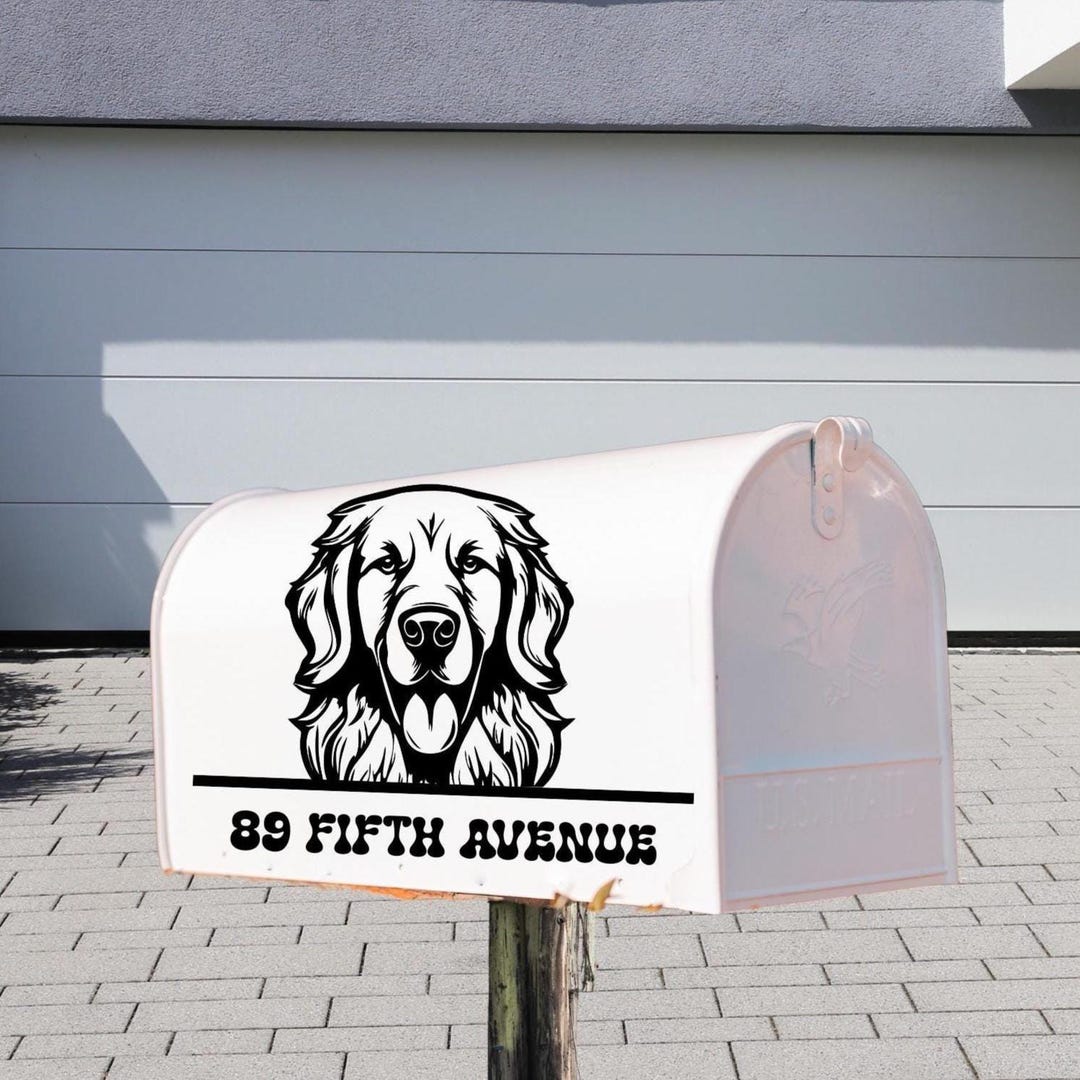 Custom Golden Retriever Personalized Dog Breed Address Mailbox Decal ...
