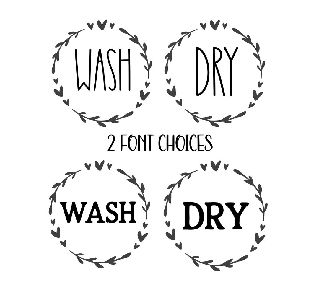 Laundry Room Vinyl Decal/set of Two Wash Dry Vinyl Decal/washer and ...