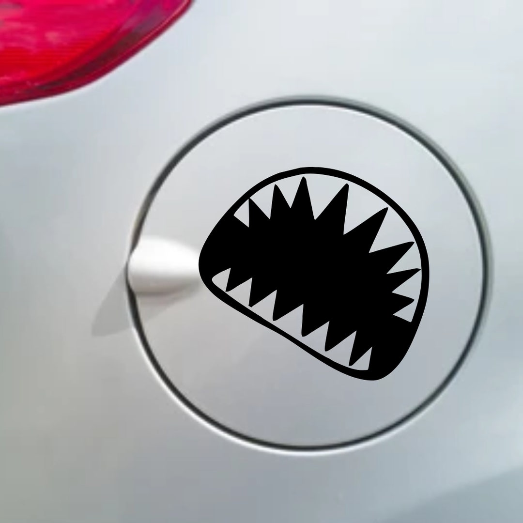 Shark Face Vinyl Car Decal/shark Beak Face Car Mirror Decal/funny Fuel ...