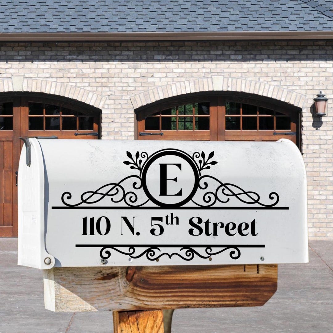 Personalized Monogram Fancy Decorative Name Address Mailbox Decal ...