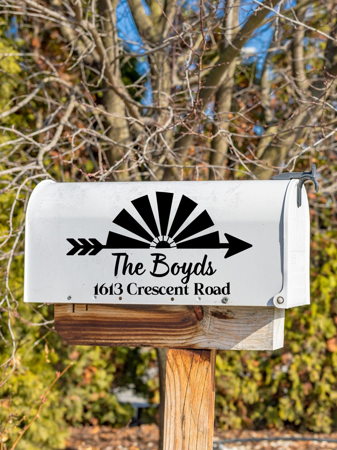 Custom Windmill Mailbox Decal/farm Mailbox Decal/rustic Mailbox Decal ...