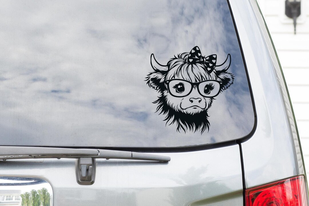 Highland Cow Car Decal/cow Car Sticker/cow Lover Car Decal/animal Car ...