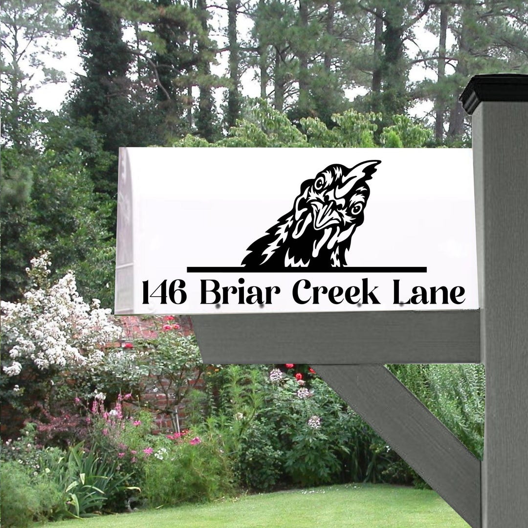 Custom Chicken Farm Animal Mailbox Decal: Rustic Farmhouse Address ...